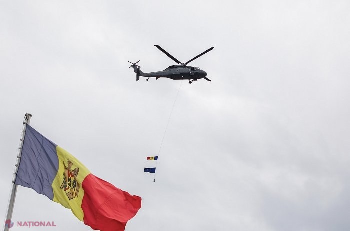 Drapelele R. Moldova și UE, arborate deasupra PMAN, de Ziua Europei, cu ...